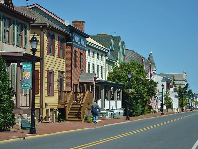 Colorful historic buildings line Milford's walkable downtown, creating a Norman Rockwell painting come to life in Delaware.