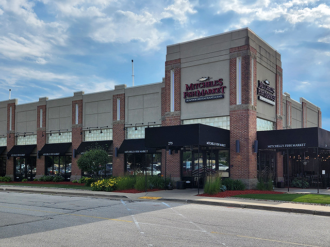 The bold signage of Mitchell's Fish Market promises what lies within&mdash;seafood so fresh it practically introduces itself by name.