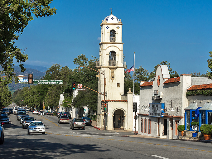 That bell tower isn't just keeping time; it's keeping Ojai's laid-back pace in check. No rushing allowed here!