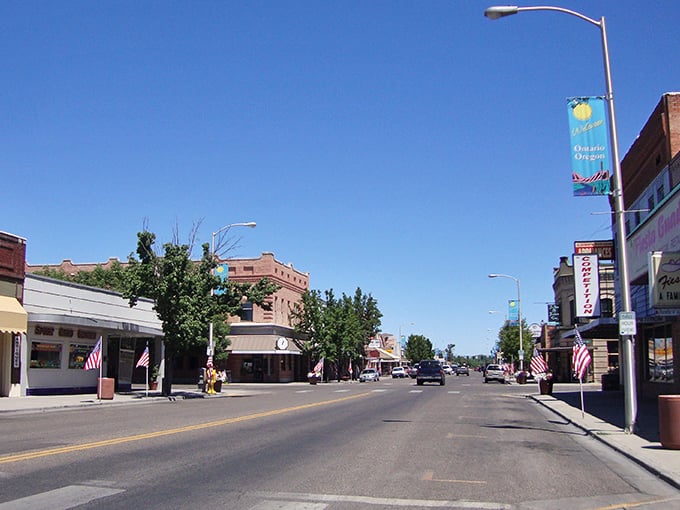 Main Street Ontario feels like stepping back in time. American flags line the streets of this budget-friendly border town.