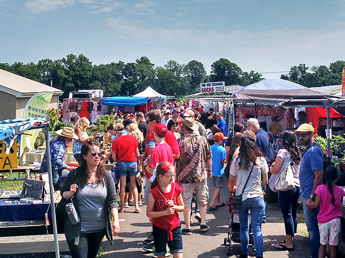 The summer crowd at Rice's Market creates a vibrant tapestry of shoppers, all united in the thrill of the hunt.