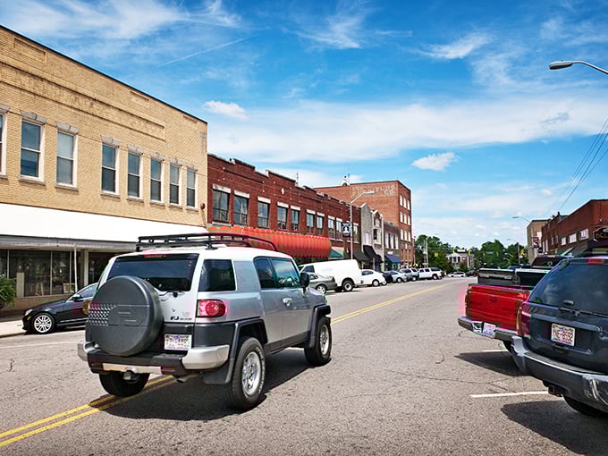 Main Street magic! Sanford's charming storefronts line up like old friends waiting to share their treasures with passersby.