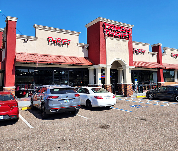 Sunshine gleams off Tampa Thrift's welcoming facade. The full parking lot tells you what locals already know&mdash;this place is worth the trip.