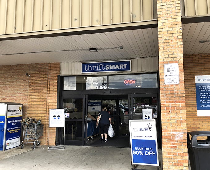 Step inside and join the bargain parade! ThriftSmart's entrance beckons with the promise of hidden gems.