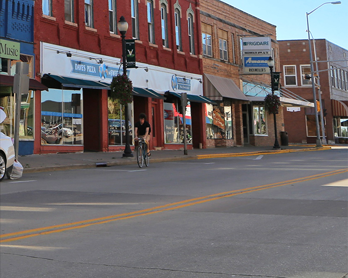 Brick buildings and blue skies &ndash; Viroqua's main street invites you to park once and explore all day.