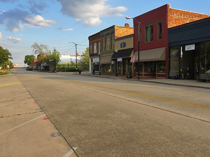 A splash of color against historic brick &ndash; Westminster's downtown invites you to slow down and savor the moment.