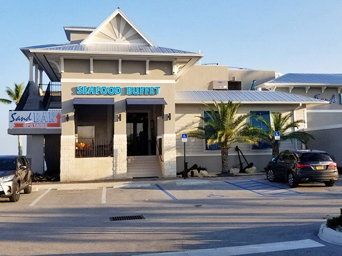 Step into seafood paradise! Whale Harbor's inviting entrance is the gateway to crab leg heaven&mdash;where the only thing more abundant than the food is the Florida sunshine. 