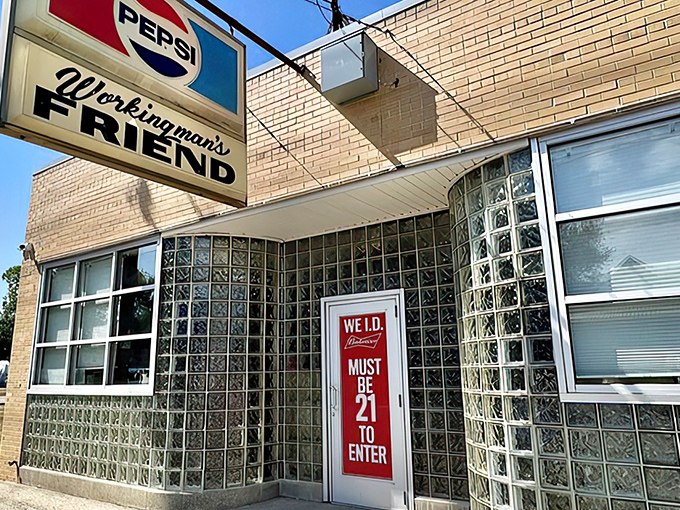 Must be 21 to enter this Indianapolis institution. The glass block windows hint at the no-frills burger paradise waiting inside.