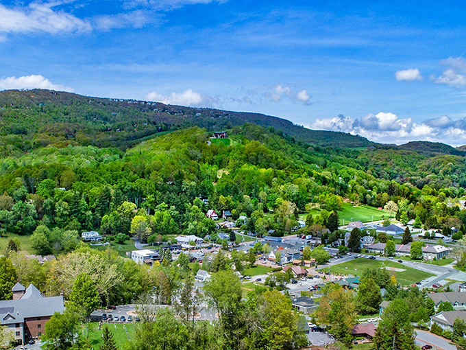 From above, Banner Elk nestles into the mountains like nature's version of a cozy blanket fort for grown-ups.