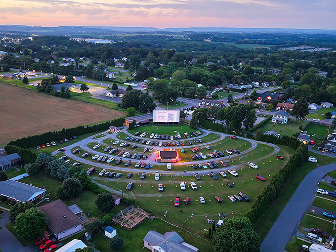 From above, the perfect symmetry of Shankweiler's circular layout reveals itself&mdash;a wheel of automotive time travel in rural Pennsylvania.