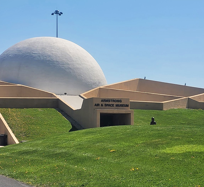 The Armstrong Air & Space Museum's otherworldly dome rises from the Ohio landscape like a lunar outpost. One small step for visitors, one giant leap for vacation plans.