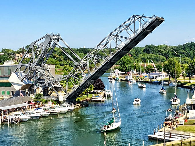 When the lift bridge rises, time seems to pause as boats glide through this maritime gateway. Pure Great Lakes magic.