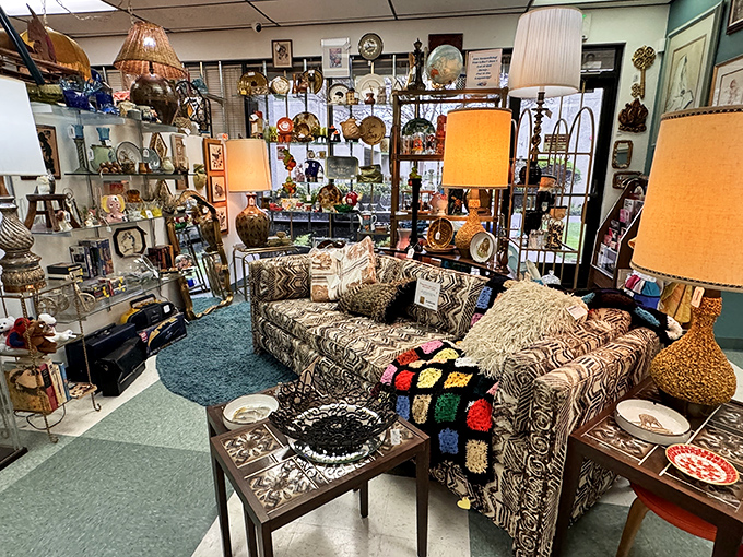 Mid-century furniture heaven! This cozy vignette proves your grandmother's living room was cooler than anything in today's catalogs.