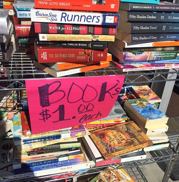 Literary gold mines await at just $1 each. From "The Da Vinci Code" to "Water for Elephants," someone else's finished adventure becomes your next escape.