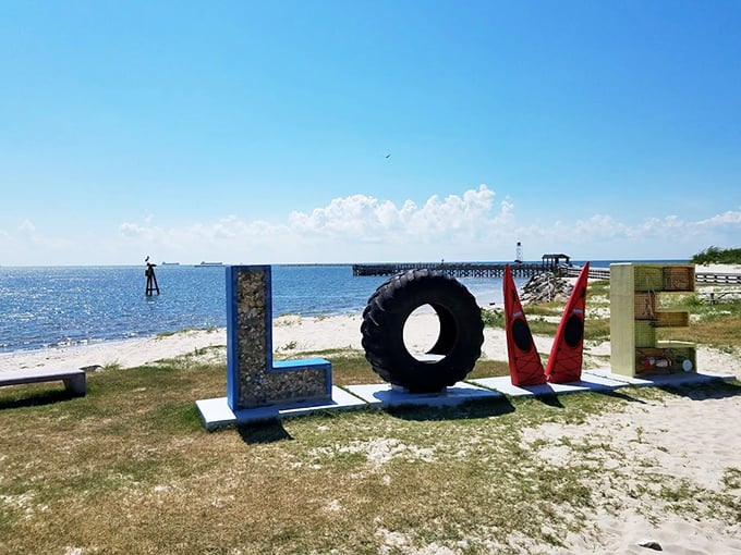 Nothing says "Virginia is for lovers" quite like a beachside LOVE sign where the "O" is a tractor tire. Practical romance at its finest!