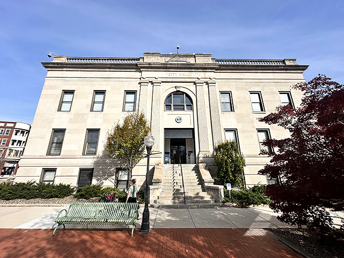 City Hall stands like a limestone guardian, watching over Cumberland with the dignity of a building that's seen everything.