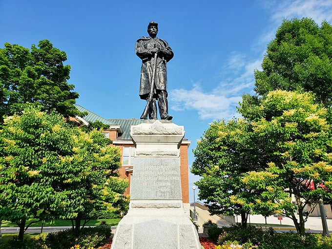 This stoic Civil War memorial stands as a reminder that even small towns made big sacrifices, watching over the community through centuries of change.