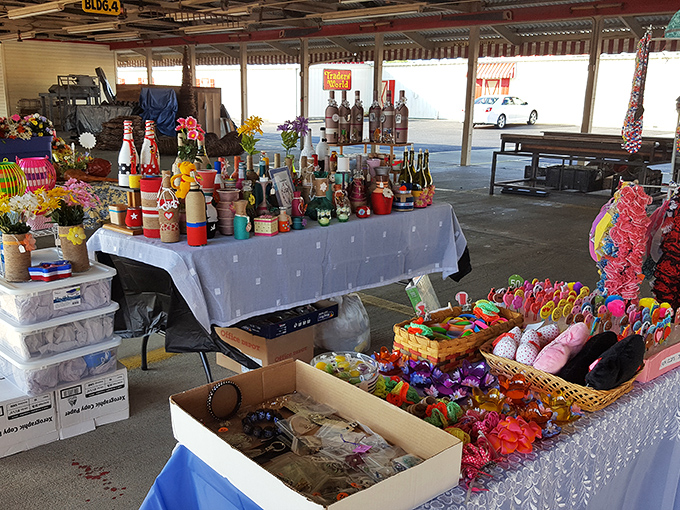 One person's random collection is another's treasure trove. This booth's colorful array promises discoveries from practical household items to whimsical curiosities.