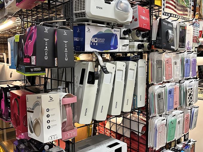 Technology old and new coexists in perfect harmony here. Where else can you find Bluetooth headphones alongside gadgets that might have powered the first moon landing?