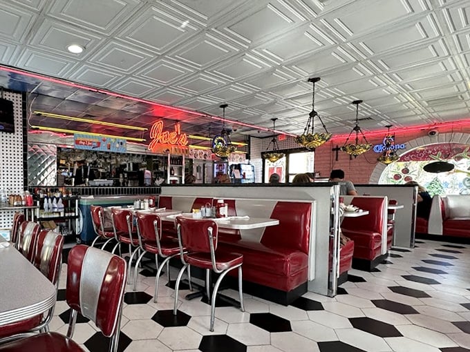 Step back in time with those cherry-red vinyl booths and checkerboard floors&mdash;this isn't manufactured nostalgia, it's the real deal.