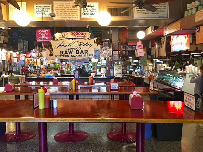 Standing-room only never looked so inviting. These communal tables have witnessed more seafood epiphanies than a maritime religious revival.