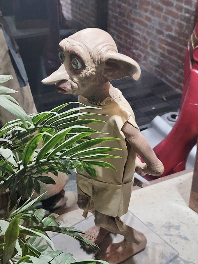 Dobby stands eternally hopeful, his enormous eyes following visitors through the room. This house elf might not be free, but he's certainly memorable.