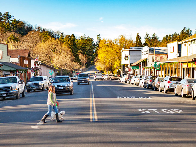 Where small-town charm meets big-time relaxation. Even the dogs take their time crossing Julian's sun-dappled streets.