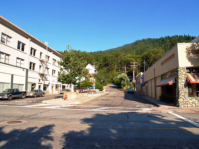 Main Street magic unfolds where every storefront tells a story and mountains provide the backdrop.