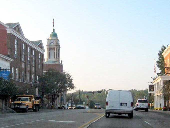 Lebanon's clock tower keeps watch over downtown like a punctual guardian, ensuring no one rushes through this slice of preserved Americana.