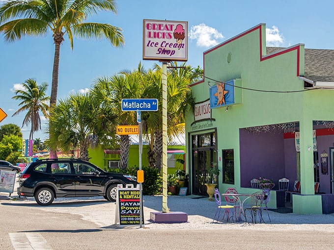 Downtown Matlacha looks like someone let a box of crayons melt in the Florida sunshine and nobody complained.