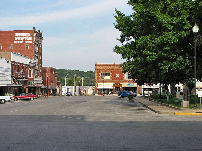 The heart of downtown Neosho offers a glimpse into simpler times, with tree-lined streets and historic architecture creating a postcard-perfect town square.