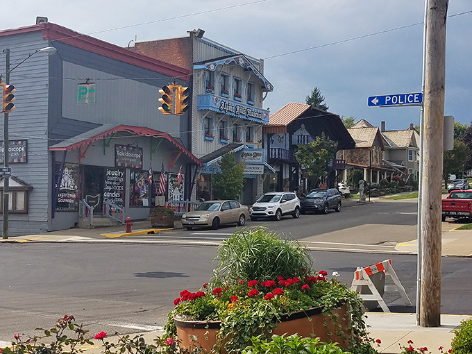 Main Street feels like stepping into a storybook where Alpine charm meets Midwestern hospitality in perfect harmony.