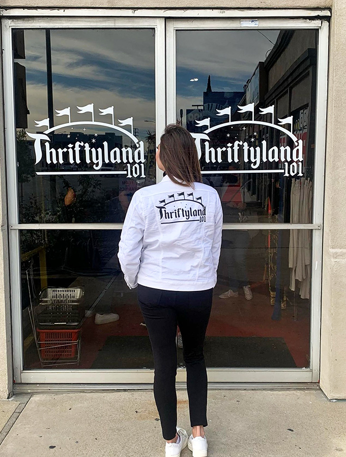 Standing at the threshold of possibility &ndash; Thriftyland101's entrance promises adventures in secondhand shopping that rival its more famous Anaheim neighbor.