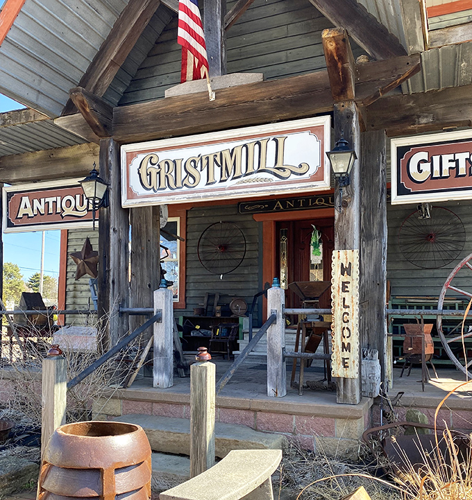 That "Welcome" sign might as well say "Abandon All Shopping Lists, Ye Who Enter Here." The American flag above reminds us this is America's collective attic.