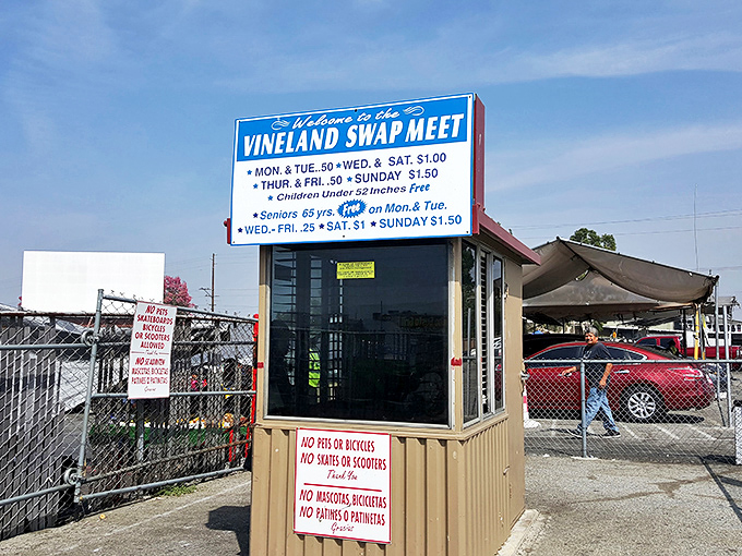 The iconic blue sign welcomes bargain seekers with modest admission fees and a promise of adventures that big-box stores simply can't deliver.