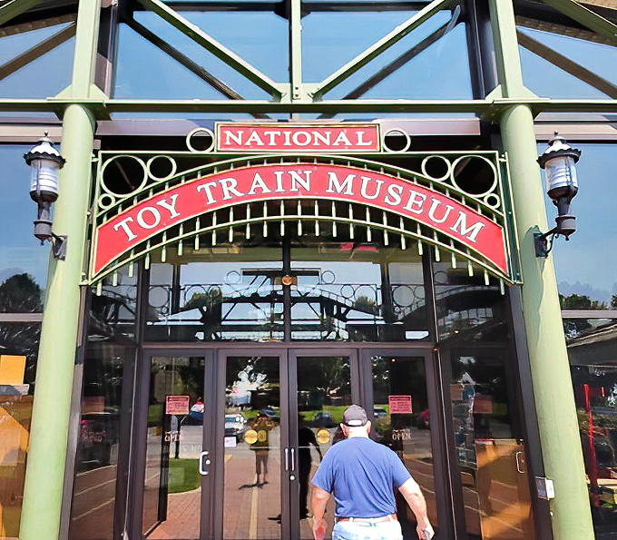 Step right up to nostalgia central! The museum's distinctive red and green entryway beckons visitors into a world where trains never derail and schedules are always perfect.