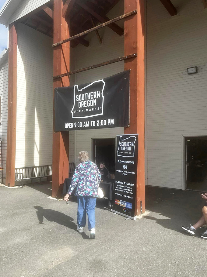 For just a dollar, this unassuming entrance transforms into a portal to treasure hunting nirvana. The best adventures often start with modest doorways. 