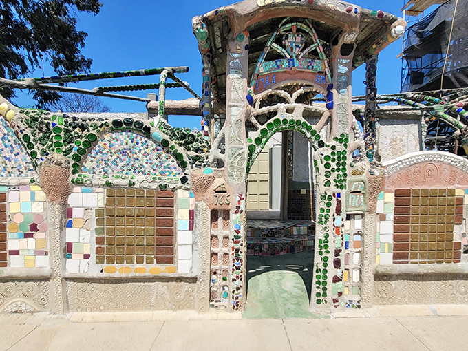 This whimsical entryway feels like stepping through a portal to Gaud&iacute;'s Barcelona, but with a distinctly Californian twist of found-object artistry.
