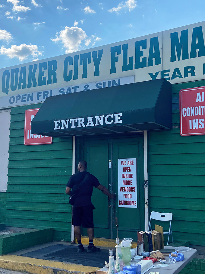 The unassuming green entrance belies the wonderland of bargains waiting inside &ndash; like a portal to a parallel universe of possibilities.