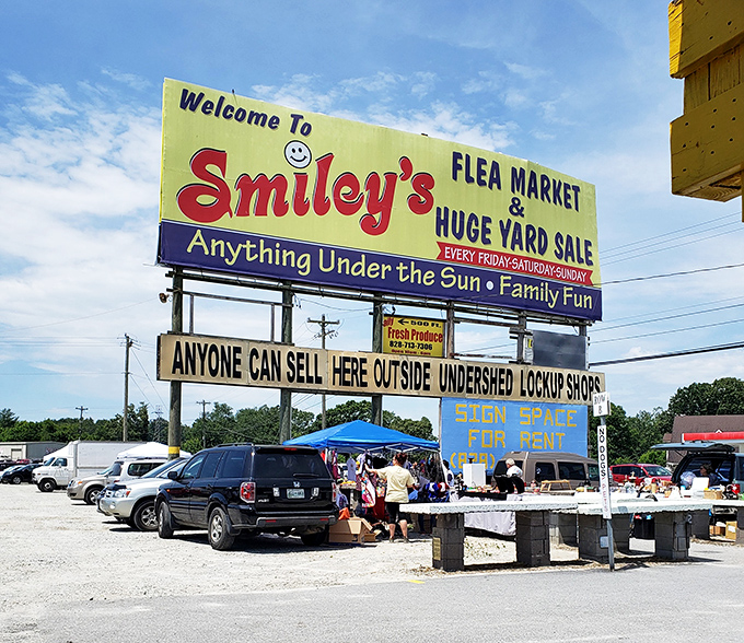 "Anything Under the Sun" isn't hyperbole at Smiley's&mdash;it's inventory. The sign beckons with a cheerful grin that perfectly matches the mood inside.