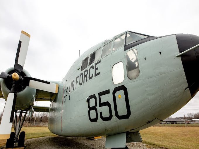 This mint-green C-119 "Flying Boxcar" looks ready to deliver its cargo, though these days its only payload is visitors' imaginations.