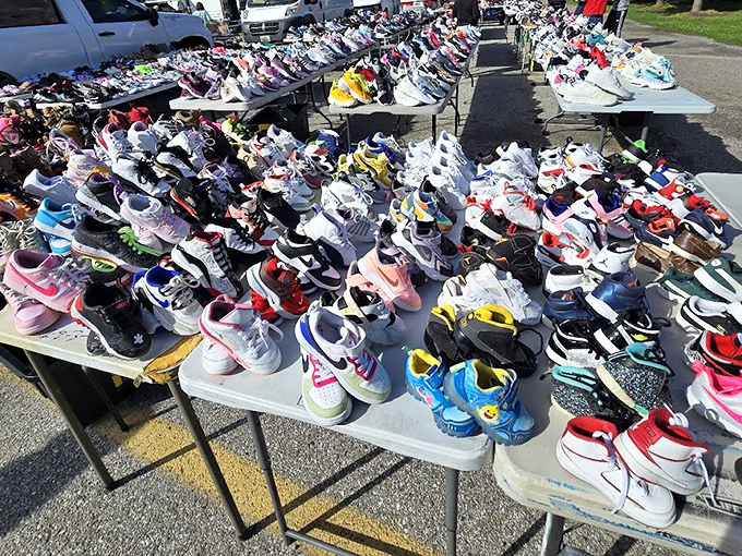A sneakerhead's dream or a parent's back-to-school salvation? These tables of footwear offer everything from everyday basics to limited-edition kicks.