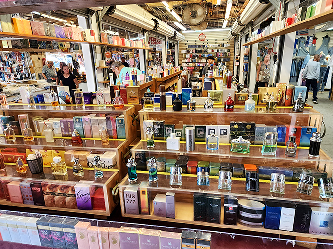Perfume paradise! Where else can you sample designer fragrances without a salesperson following you like you're planning a heist?