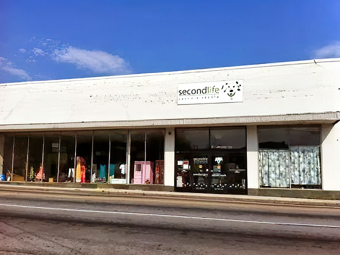 This white storefront might look modest, but inside awaits the retail equivalent of a treasure chest that would make any bargain hunter's heart skip a beat.