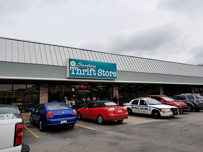 Even on cloudy days, Sunshine Thrift beckons with possibilities. The diverse parking lot tells the story&mdash;everyone from police officers to college students hunts for deals here.