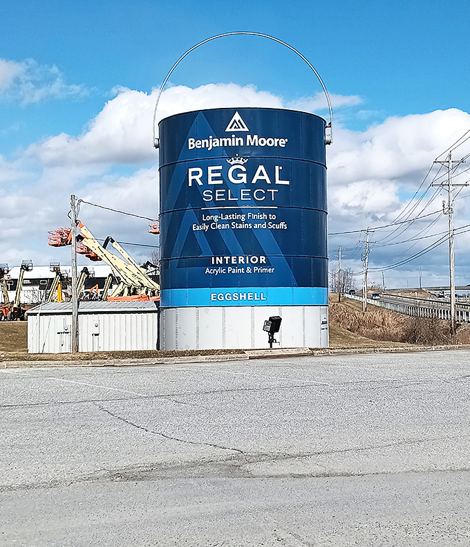 Blue skies provide the perfect backdrop for this colossal can of Regal Select. Even the clouds seem to pause for a better look.