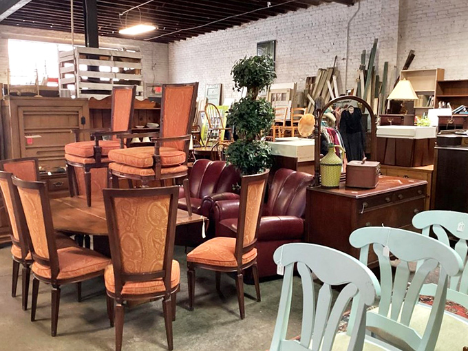 Mid-century dining elegance meets bohemian comfort in this furniture tableau &ndash; where every chair has a story waiting to be continued.