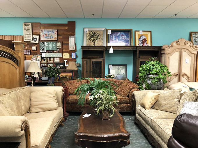 Living room vignettes that make you wonder if the Brady Bunch redecorated. That floral sofa has stories to tell&mdash;and probably a few coins between its cushions.