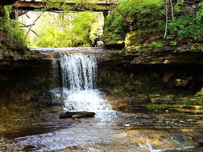Mother Nature showing off at Glen Helen Nature Preserve. This waterfall doesn't need Instagram filters&mdash;it's been perfecting its selfie game for thousands of years.