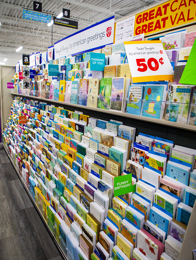 A rainbow explosion of sentiments for every occasion imaginable. At 50 cents a pop, you can afford to be the thoughtful friend who never forgets a birthday.